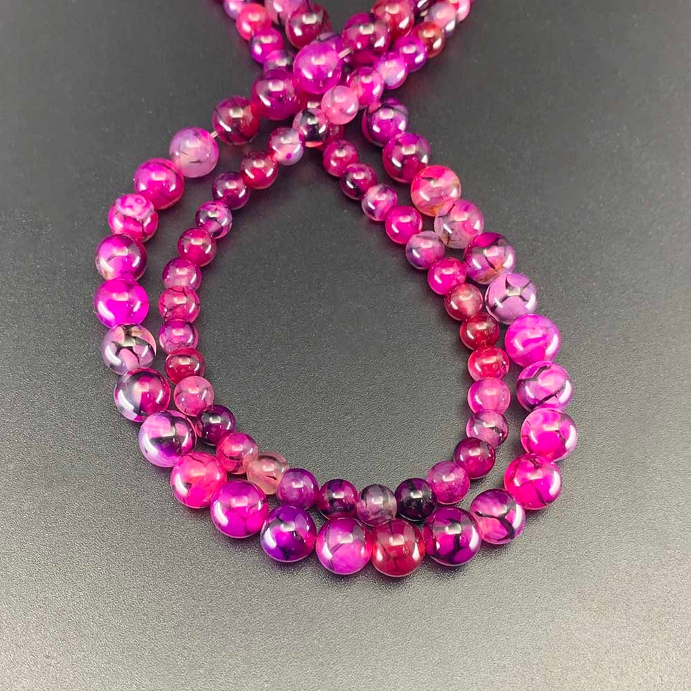 1strand/lot 6 8 10 Mm Natural Stone Rose Red Dragon Vein Agat | Etsy