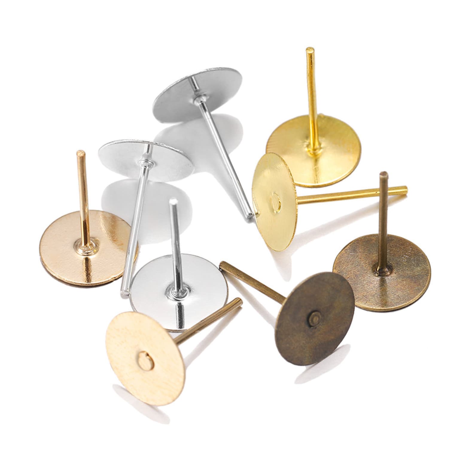 100pcs/lot 4/5/6/8/10 12mm Silver Earring Base Fit Cabochon | Etsy