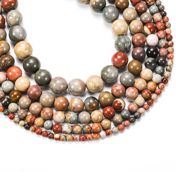 1/strand 4/6/8/10/12mm Natural Red Picasso Stone Bead Round | Etsy
