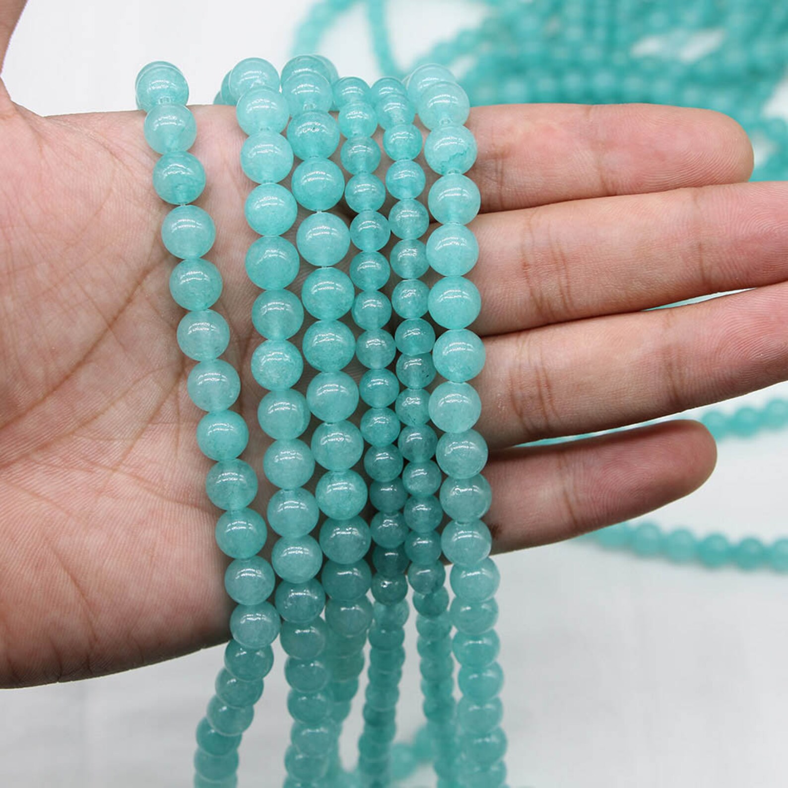 1strand/lot 4/6/8/10/12 Mm Amazonite Color Lake Blue Natural - Etsy