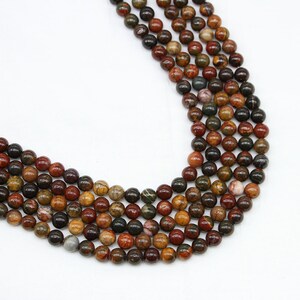 1strand/lot 4/6/8/10/12mm Natural Stone Red Picasso Bead Round Loose ...
