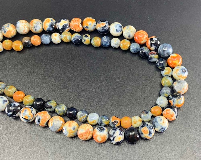 1strand/lot 4/6/8/10/12mm Natural Stone Red Picasso Bead Round | Etsy