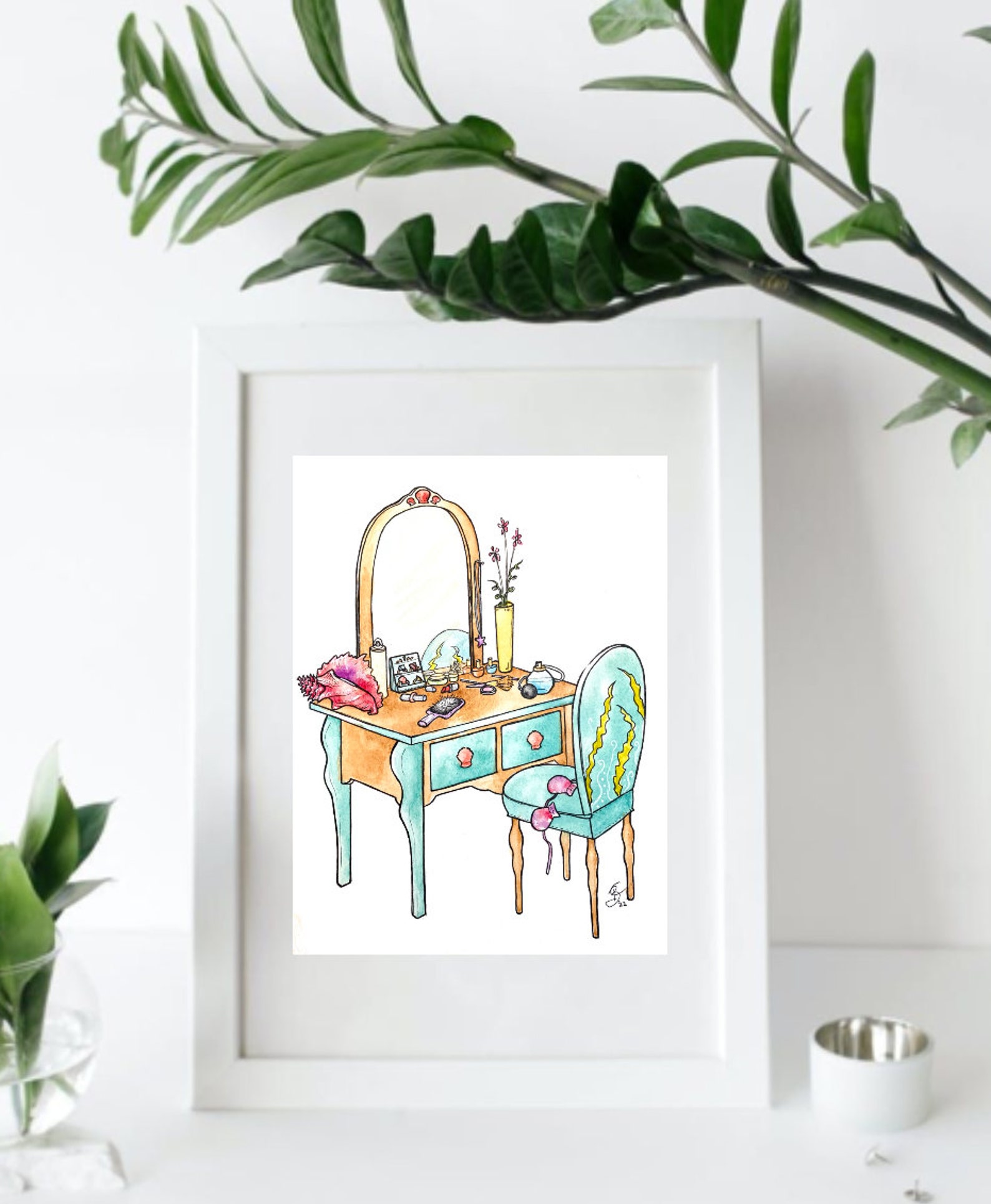 Mermaid Vanity Table Art Poster Print - Etsy