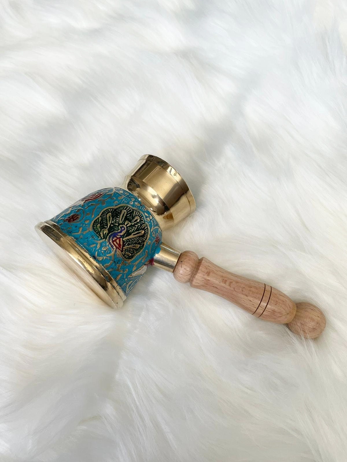 Vintage Enamel Hand Painted Etched Brass Tea Set Blue - Etsy