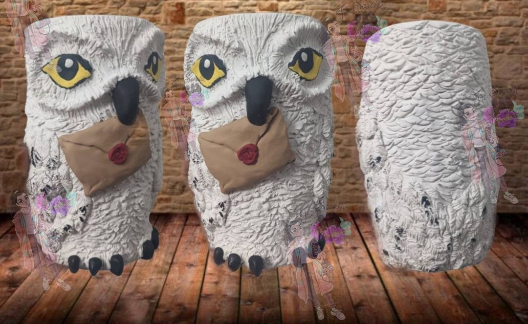 Hand Sculpted Snowy White Messenger Owl. Custom Tumbler, Multiple Sizes ...