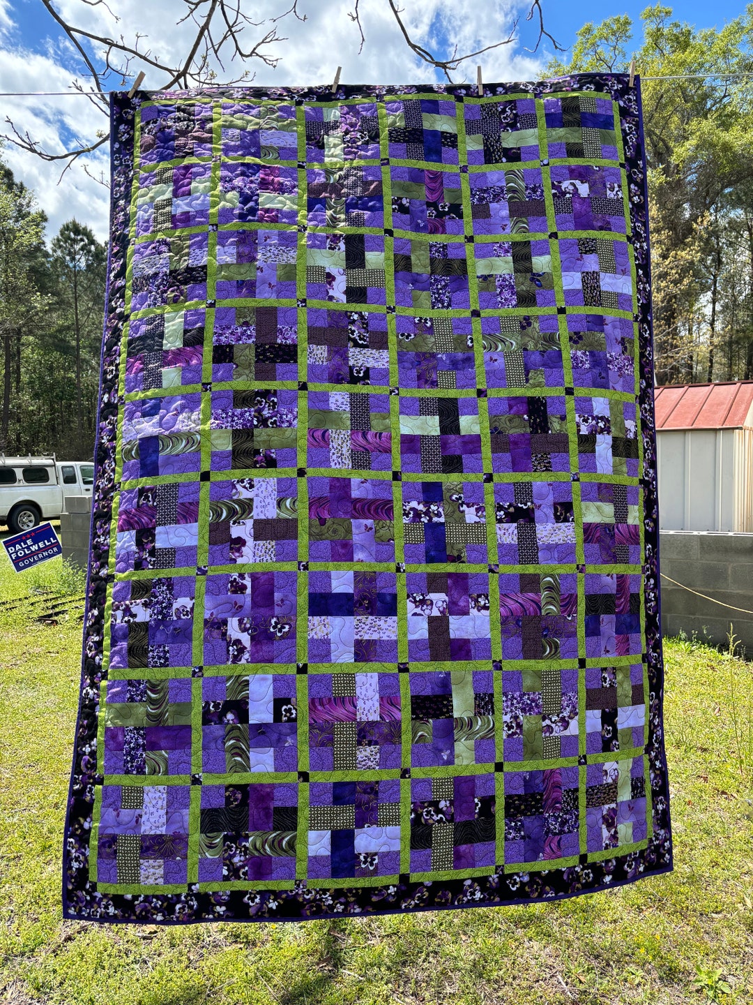 Purple Pansies Quilt - Etsy