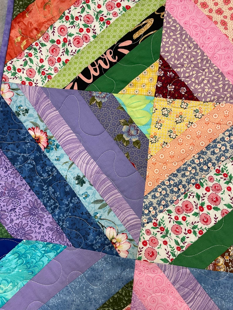 Scrappy String Pieced Throw Quilt - Etsy