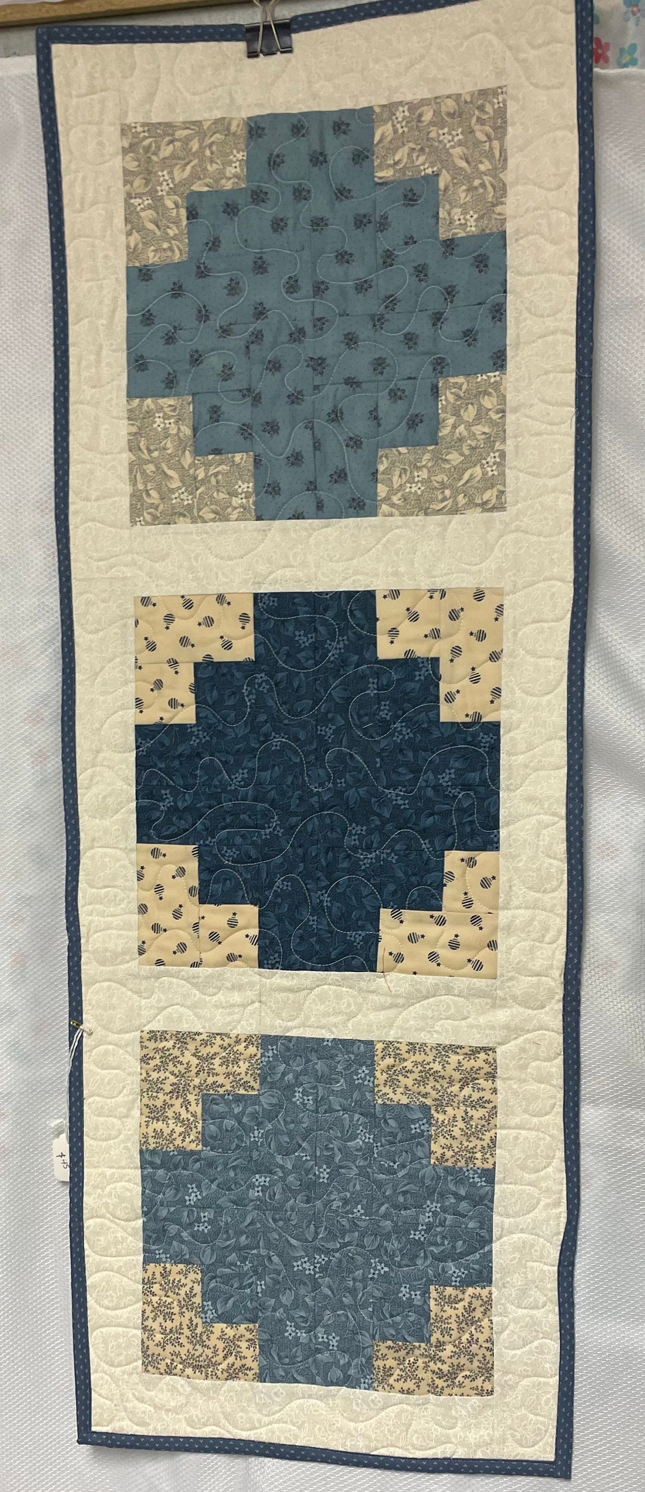 Colonial Blue and Cream Table Runner - Etsy