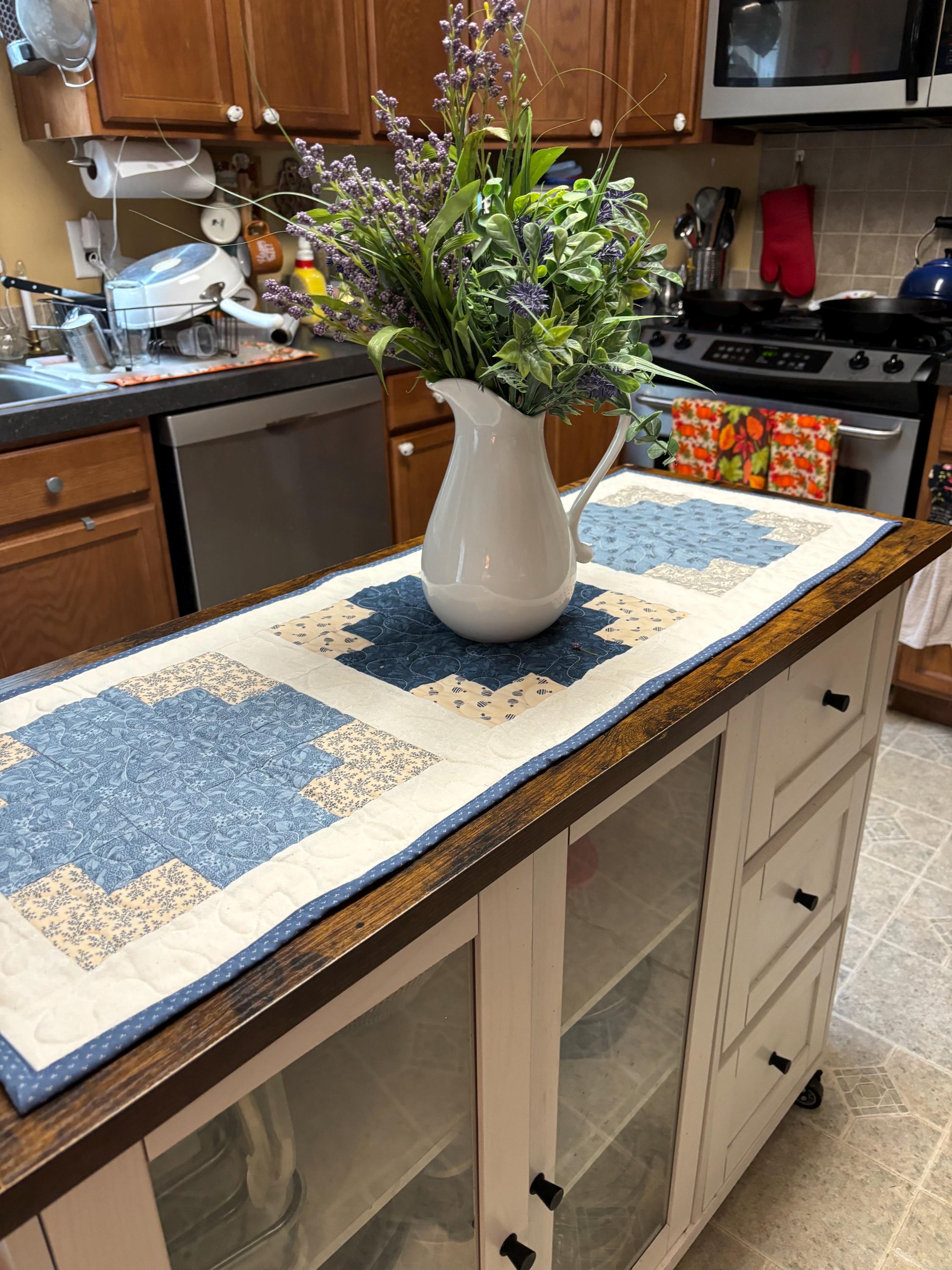 Colonial Blue and Cream Table Runner - Etsy