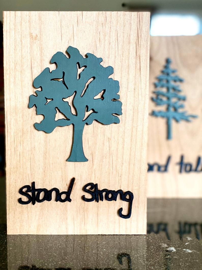 Oak Tree and Pine Tree Tall and Strong Wood Sign Plaque - Etsy