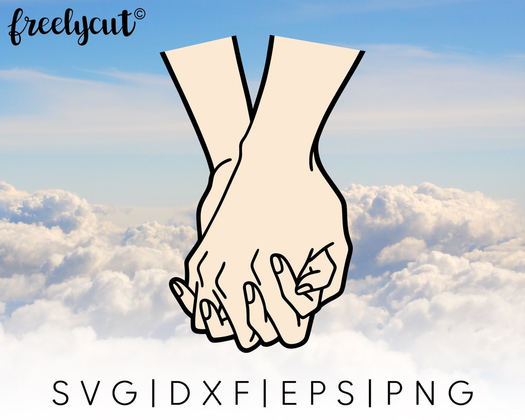 Couple Interlocked Holding Hands SVG Cut File Template for Cricut ...