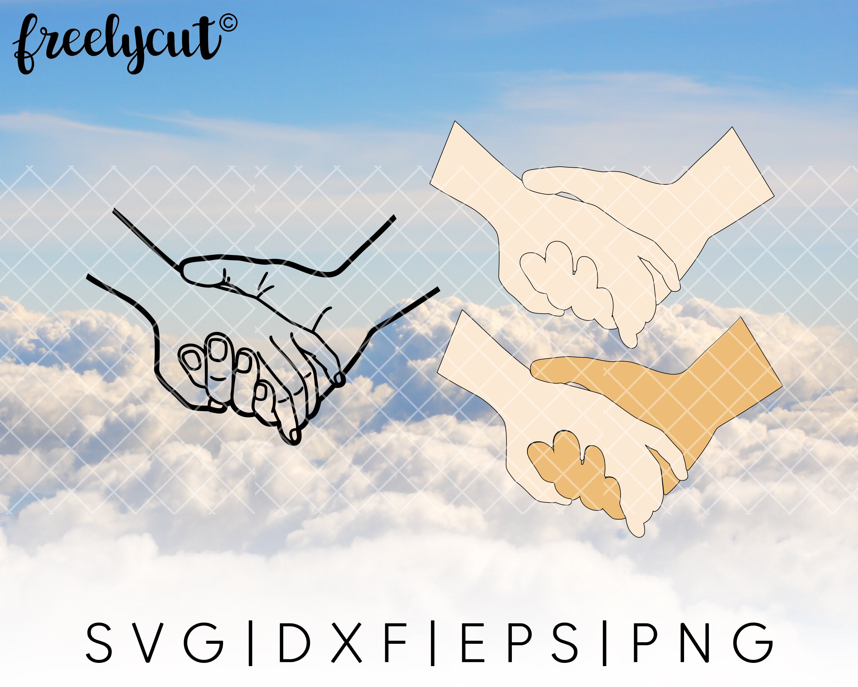 Two Hands Together SVG Cut File Template for Cricut, Silhouette ...