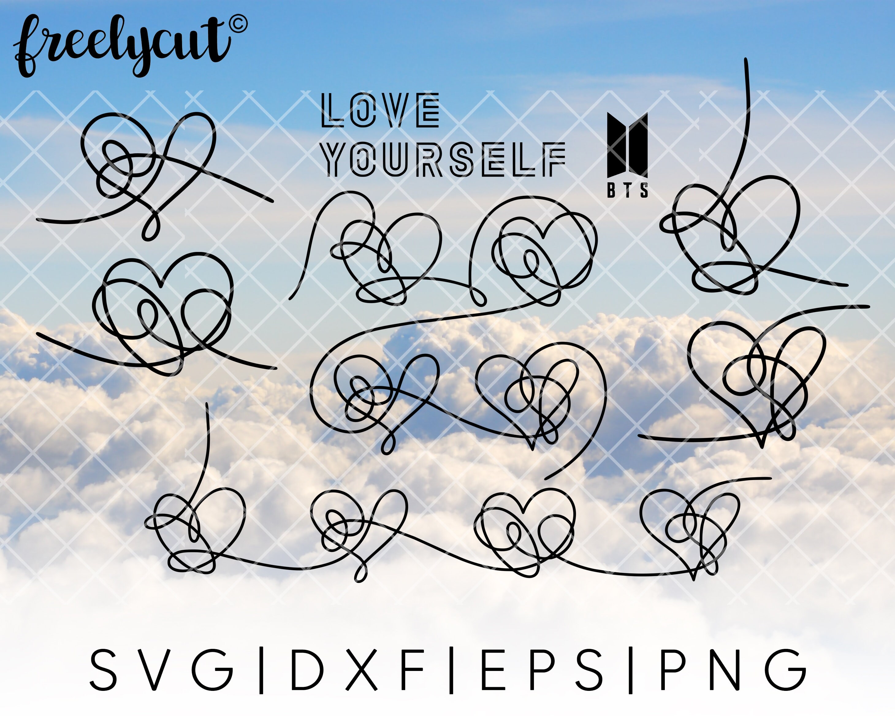 BTS Love Yourself Hearts Package SVG Cut File Template for - Etsy