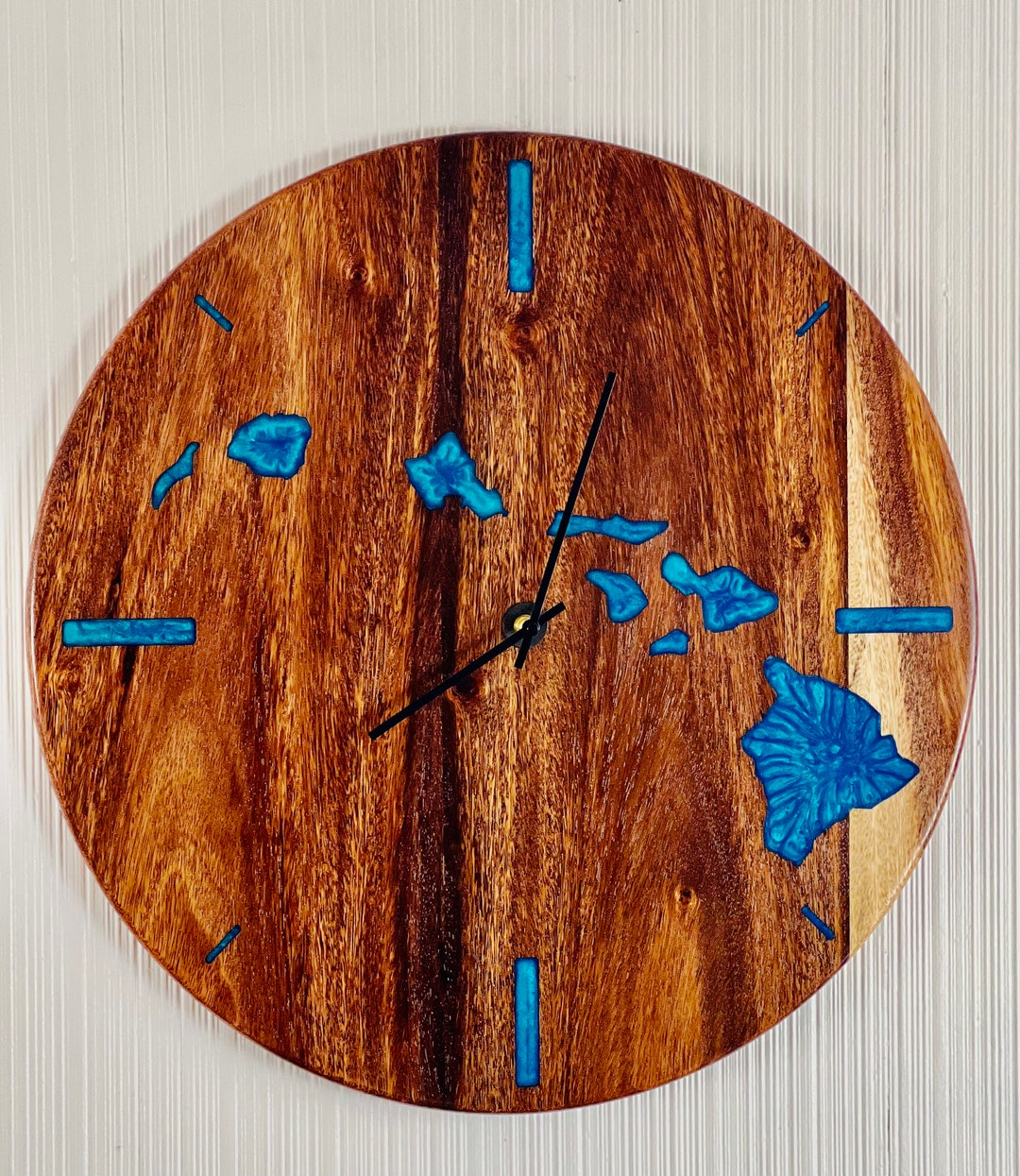 Hawaiian Island Chain Inlayed Clock, Hawaiian Island Epoxy Resin Clock ...