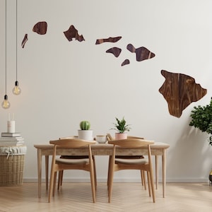 Hawaiian Islands Wall Art, Wood Hawaii Island Wall Art, Jumbo Wall Art ...