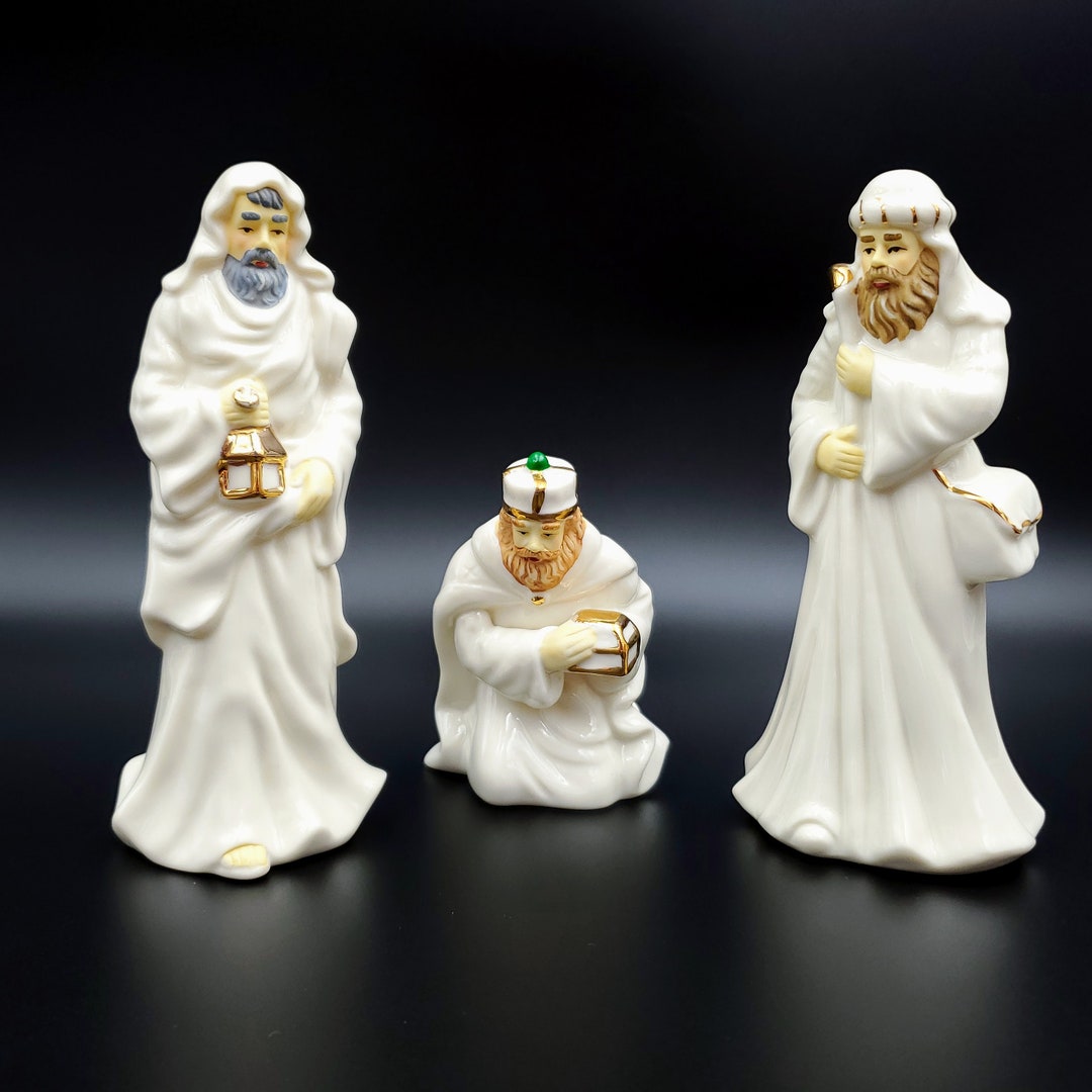 Three Wise Men Kings Nativity Set Figurines, Glazed Ceramic Nativity ...