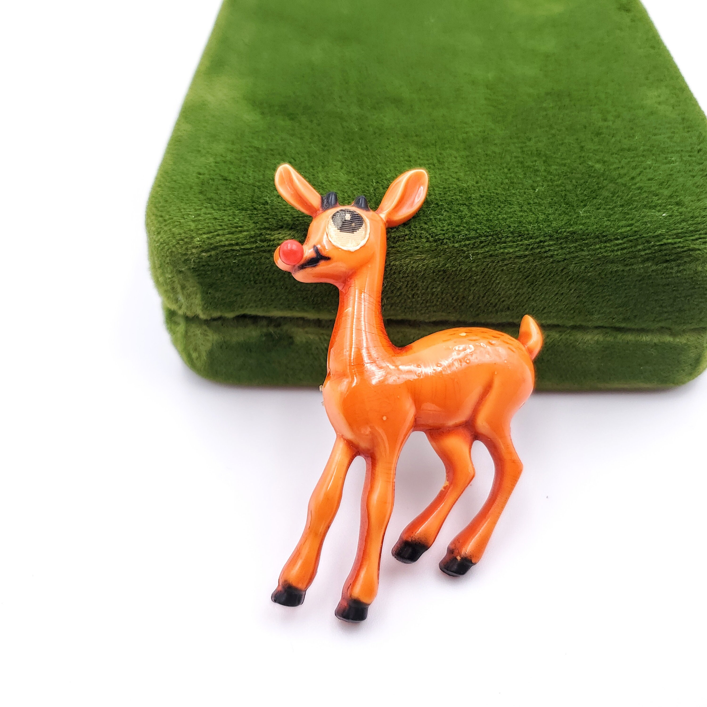 Rare 1940s Lenticular Rudolph Reindeer Brooch, Vintage Collectible ...