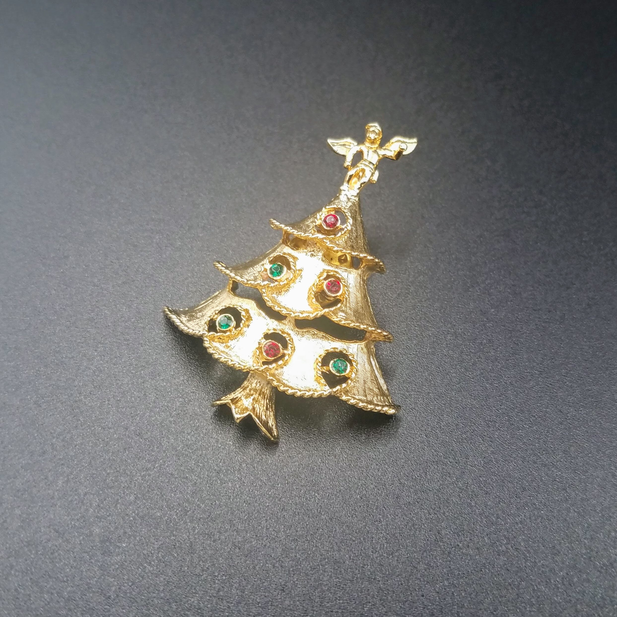 Christmas Tree Angel Vintage Pin, Ballou Reg D Gold Tone Jewelry With ...