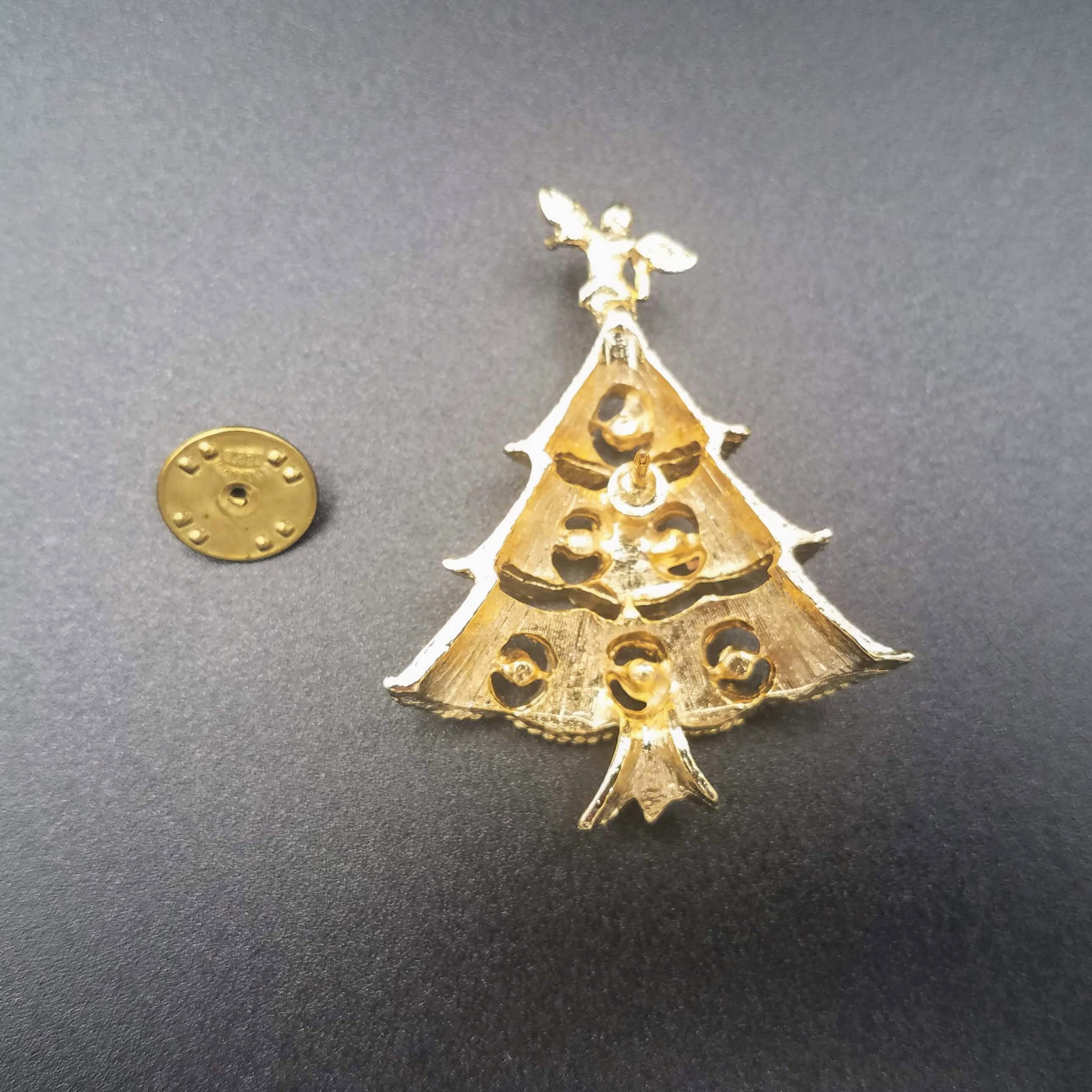 Christmas Tree Angel Vintage Pin, Ballou Reg D Gold Tone Jewelry With ...
