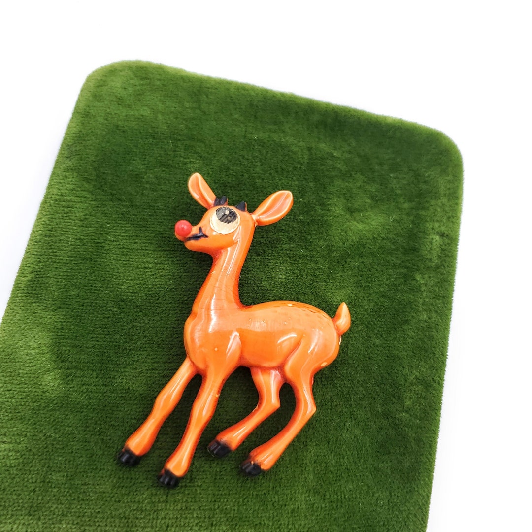 Rare 1940s Lenticular Rudolph Reindeer Brooch, Vintage Collectible ...