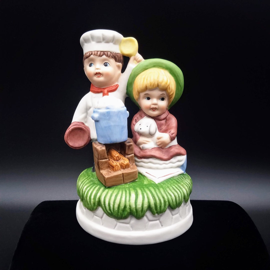 Vintage Chef Cook Porcelain Bisque Collectible Figurine Music Box “it's ...