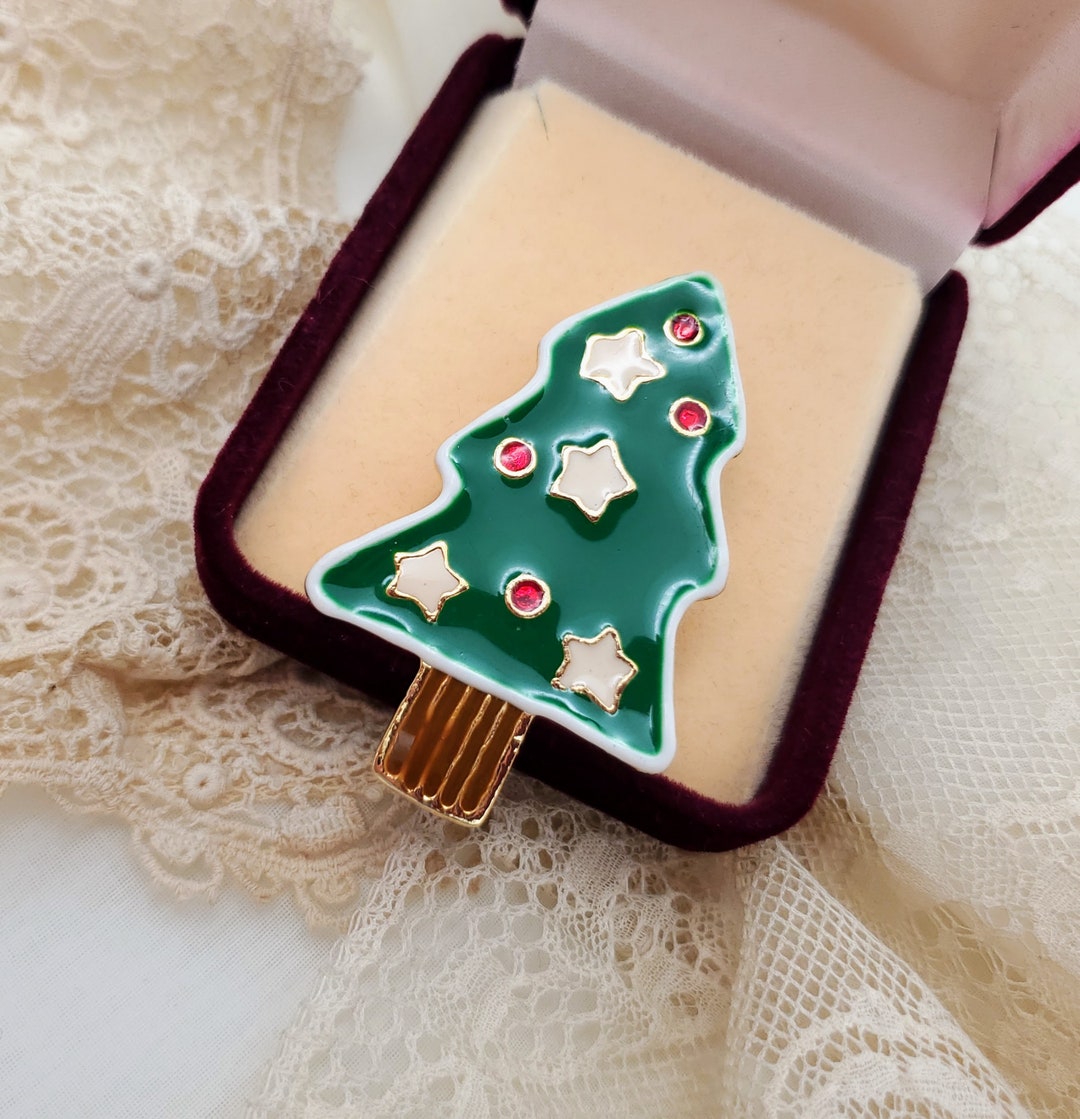 Vintage Christmas Tree Enamel Pin, Signed AAI, Holiday Shawl Scarf ...