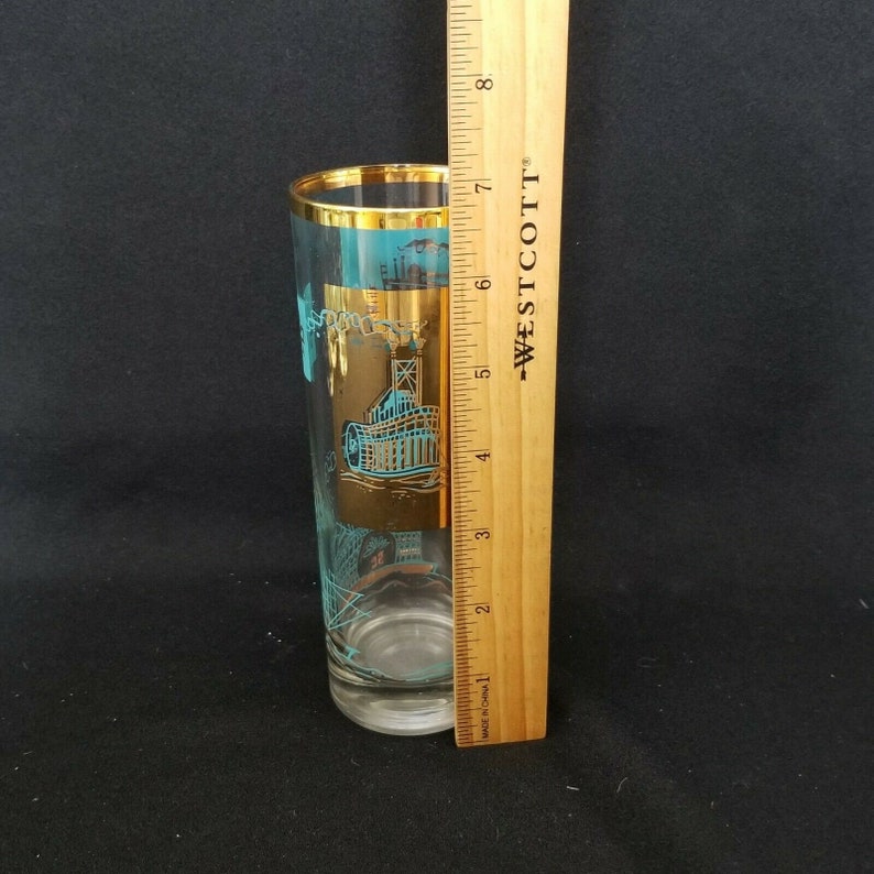 Vintage Libby 22kt Gold Rimmed Southern Comfort Steamboat 7 Glasses 1 ...