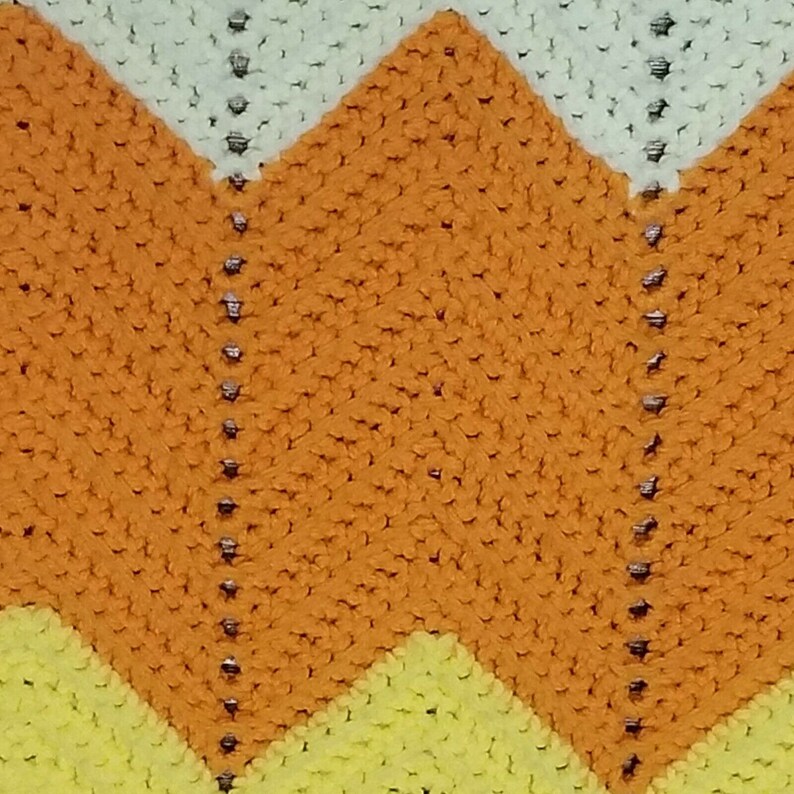 Vintage Chevron Afghan Handmade Crochet Retro Throw Blanket Orange ...