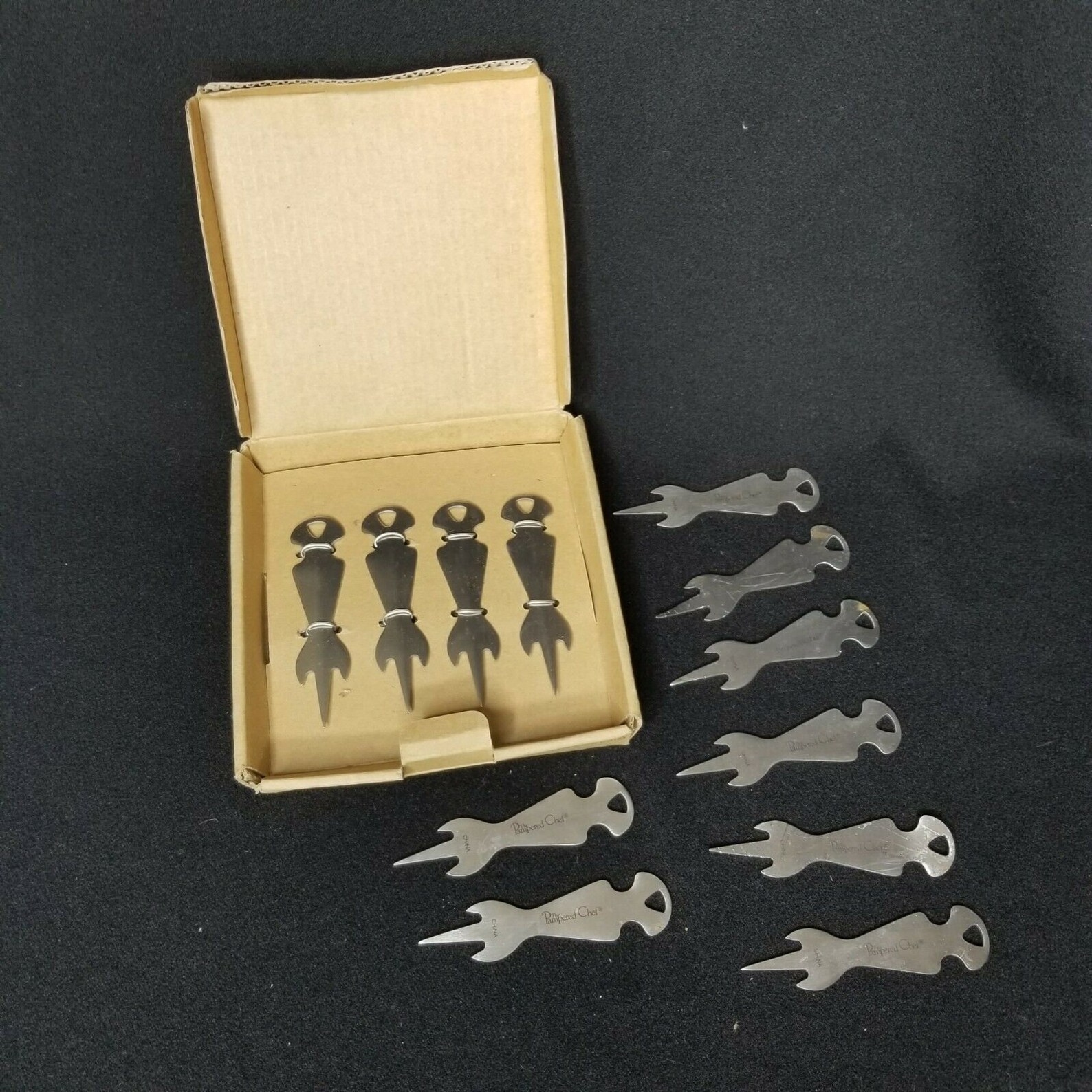 12 Pampered Chef Stainless Serving Picks 2905 8 Used and 4 New in Box ...