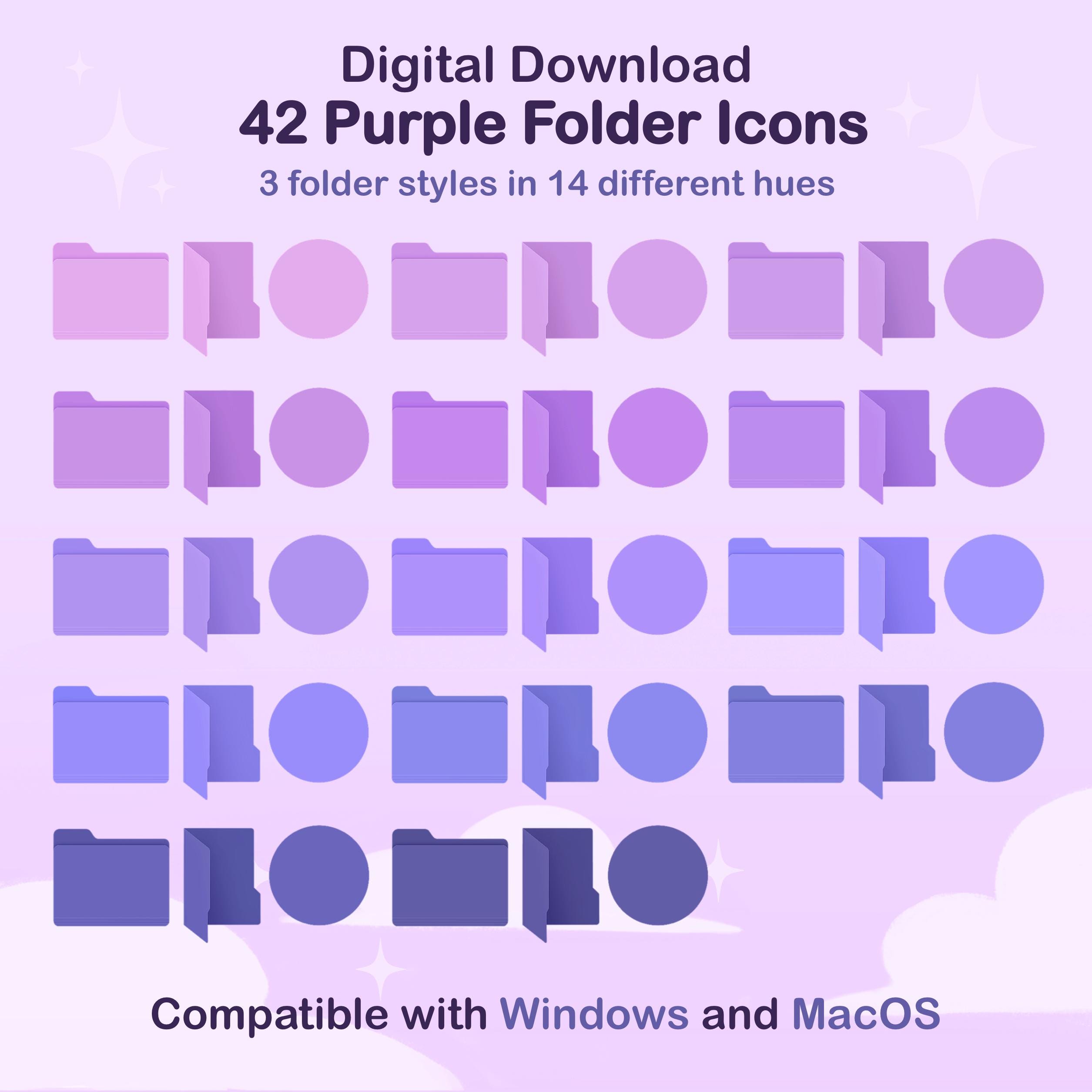 42 Purple Folder Icons for Mac & Windows. Pastel Desktop Icon Set for ...