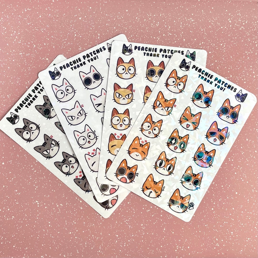 Glossy Cat Sticker Sheet for Planner & Journal Kiss Cut Emoji - Etsy