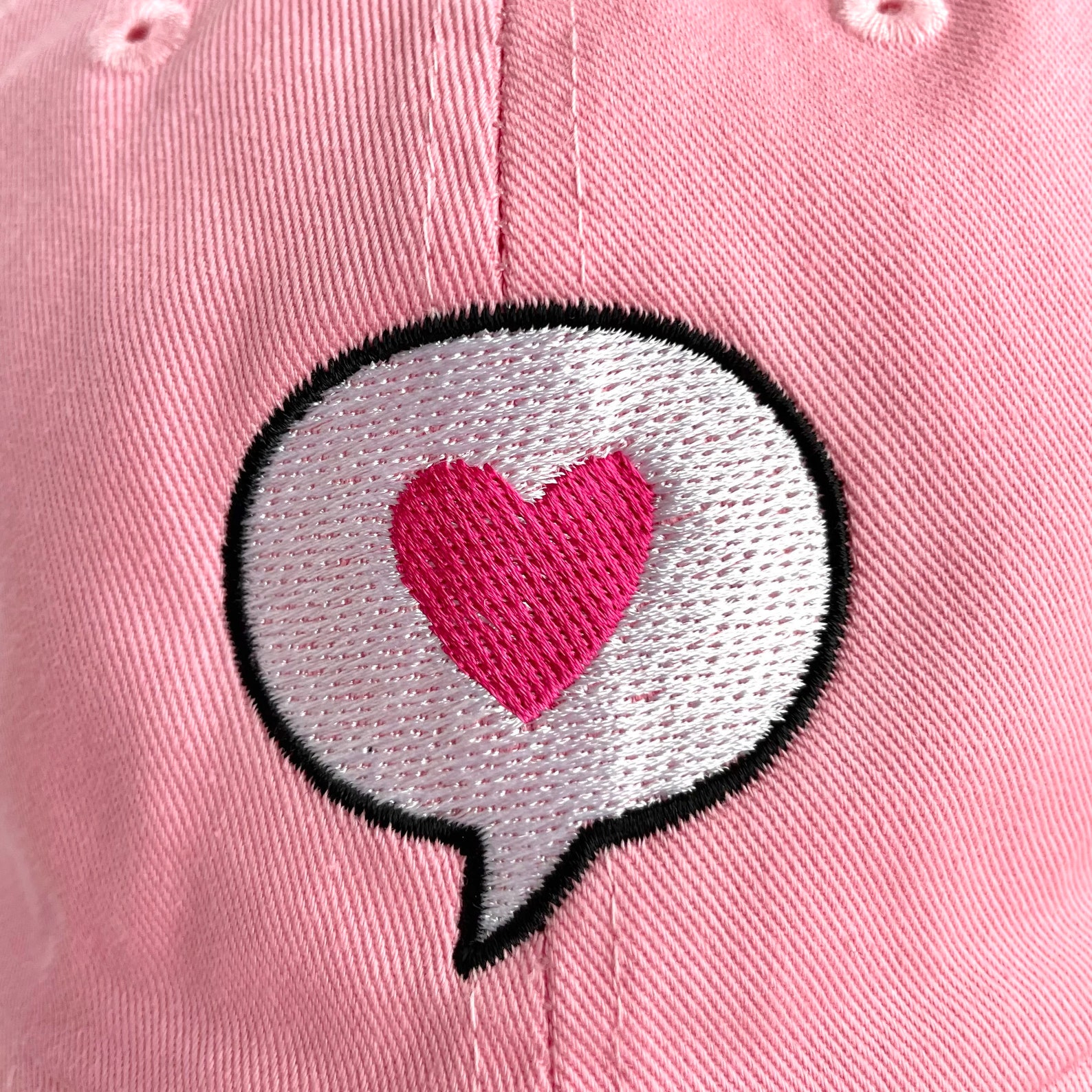 Heart Speech Bubble Embroidered Hat W/ Adjustable Strap Back, Adult ...
