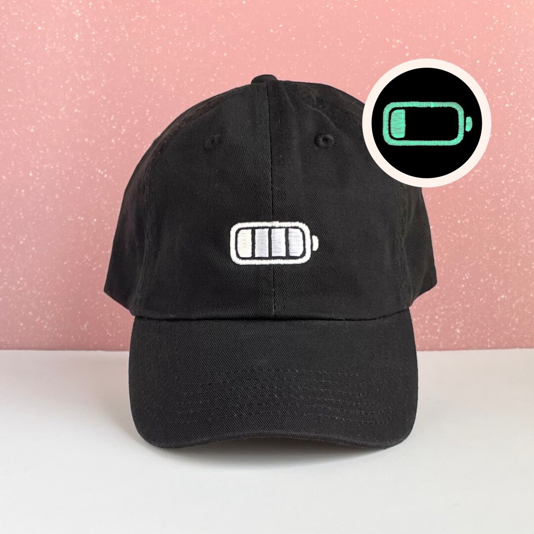 Glow in the Dark Full Battery & Low Battery Embroidered Hat With ...