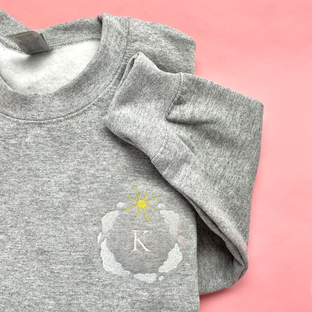 Personalized Sun & Clouds Wreath Embroidered Sweatshirt, Adult Unisex ...