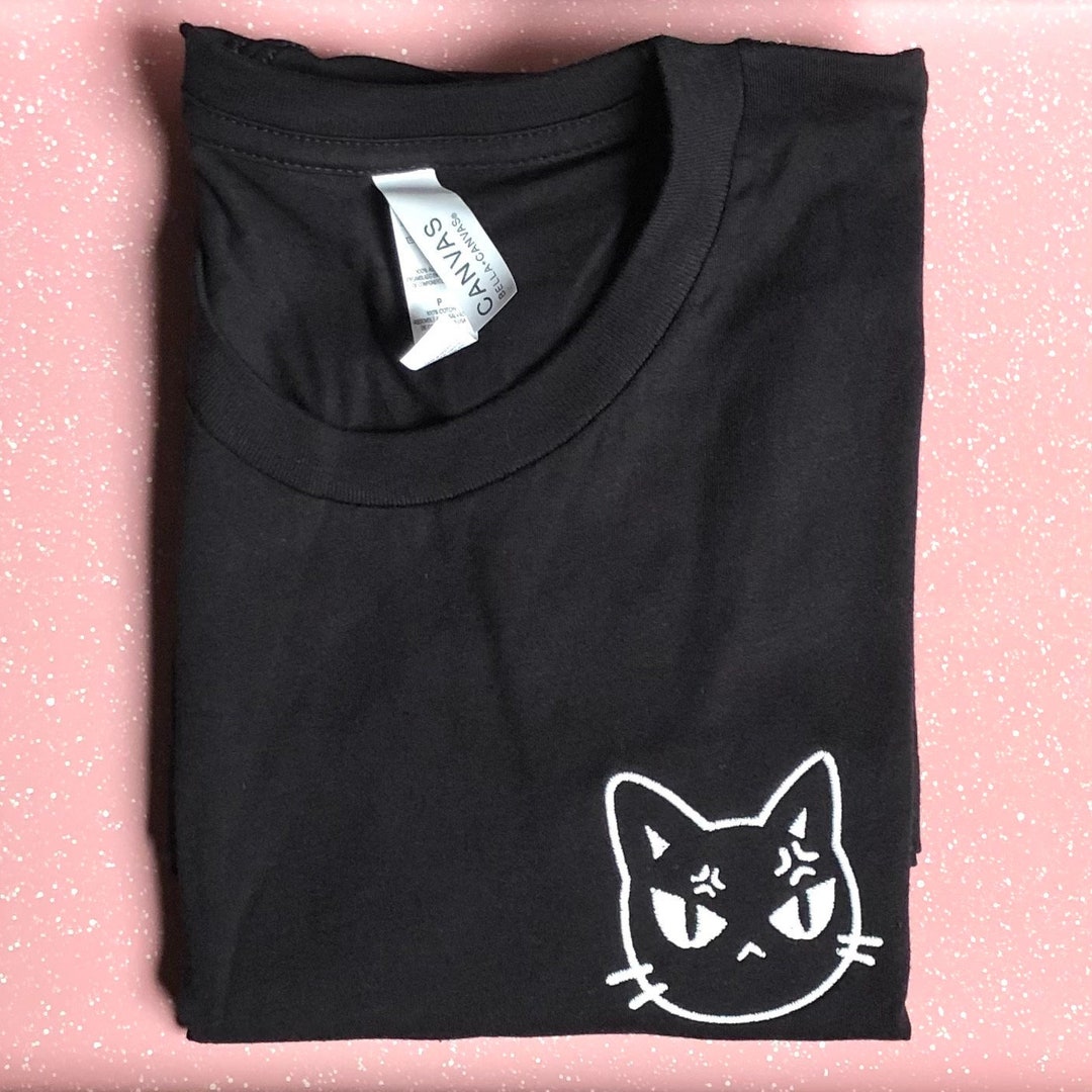 Glow in the Dark Angry Cat Shirt, Black Cat Lightweight T Shirt, Adult ...