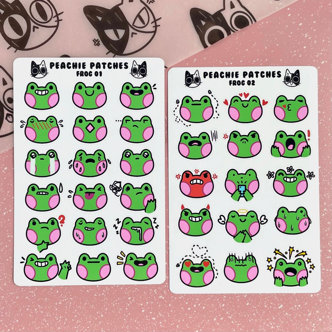 2 Pack Frog Planner Sticker Sheets, Glossy Bujo Sticker Set, Kiss Cut ...