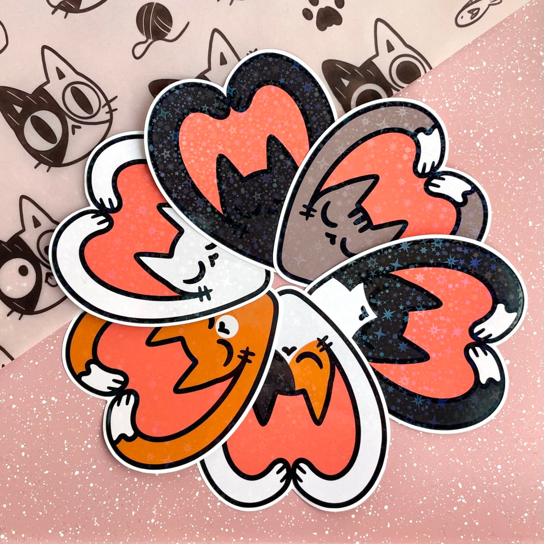 Heart Symbol Cat Holographic Sticker for Laptop, Journal, Etc. Star ...