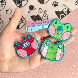 Cute Frog Iron on Patch for Clothes, Backpacks, Hats, Bags, Etc ...
