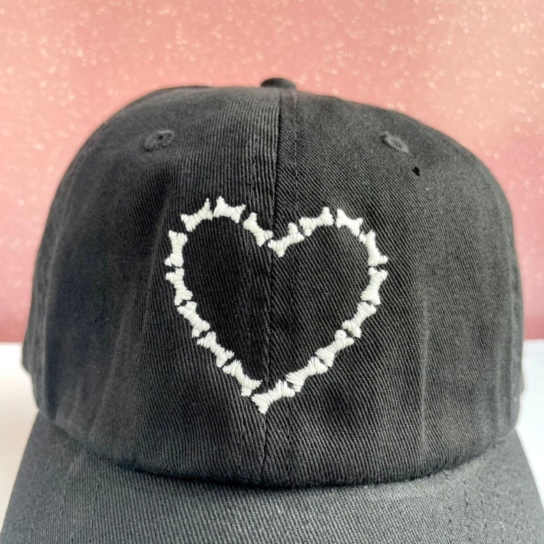 Glow in the Dark Skeleton Bone Heart Embroidered Hat - Etsy