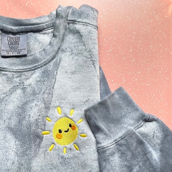 Happy Sun Embroidered Sweatshirt Adult Unisex Cute Sunshine - Etsy