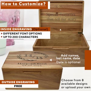 Acacia Box Engagement Gift for Friends, Wedding Keepsake Box Large ...