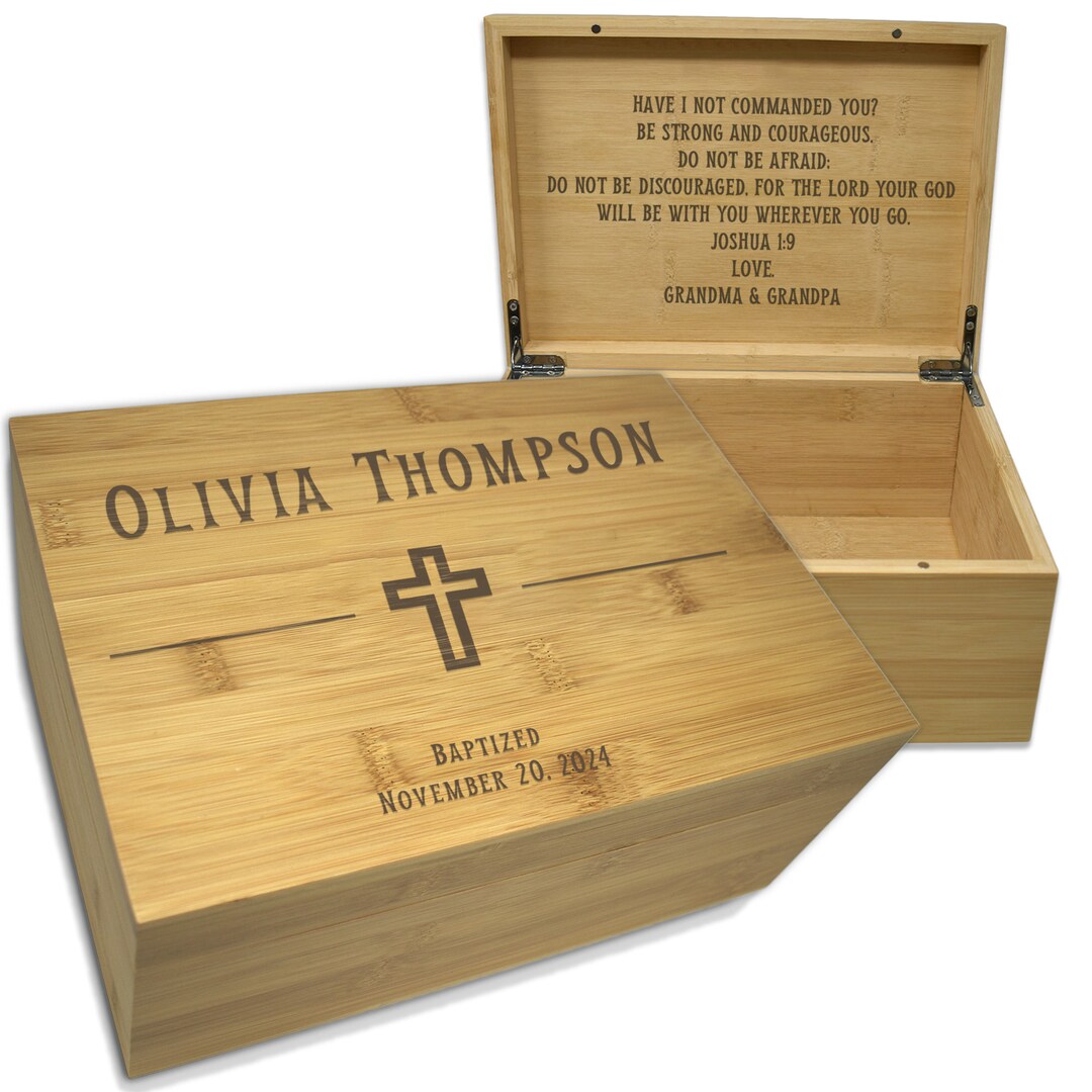 Baptism Memory Box, Christening Gift Box, First Communion Box Personalized, Engraved ...