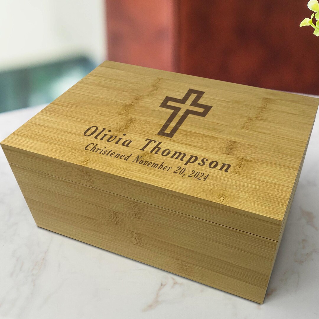 Baptism Memory Box, Christening Gift Box, First Communion Box Personalized, Engraved ...