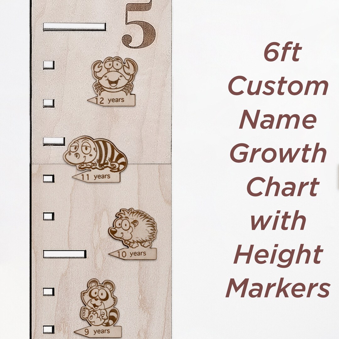 6 Ft Wooden Growth Chart for Kids With Height Markers, Personalized ...