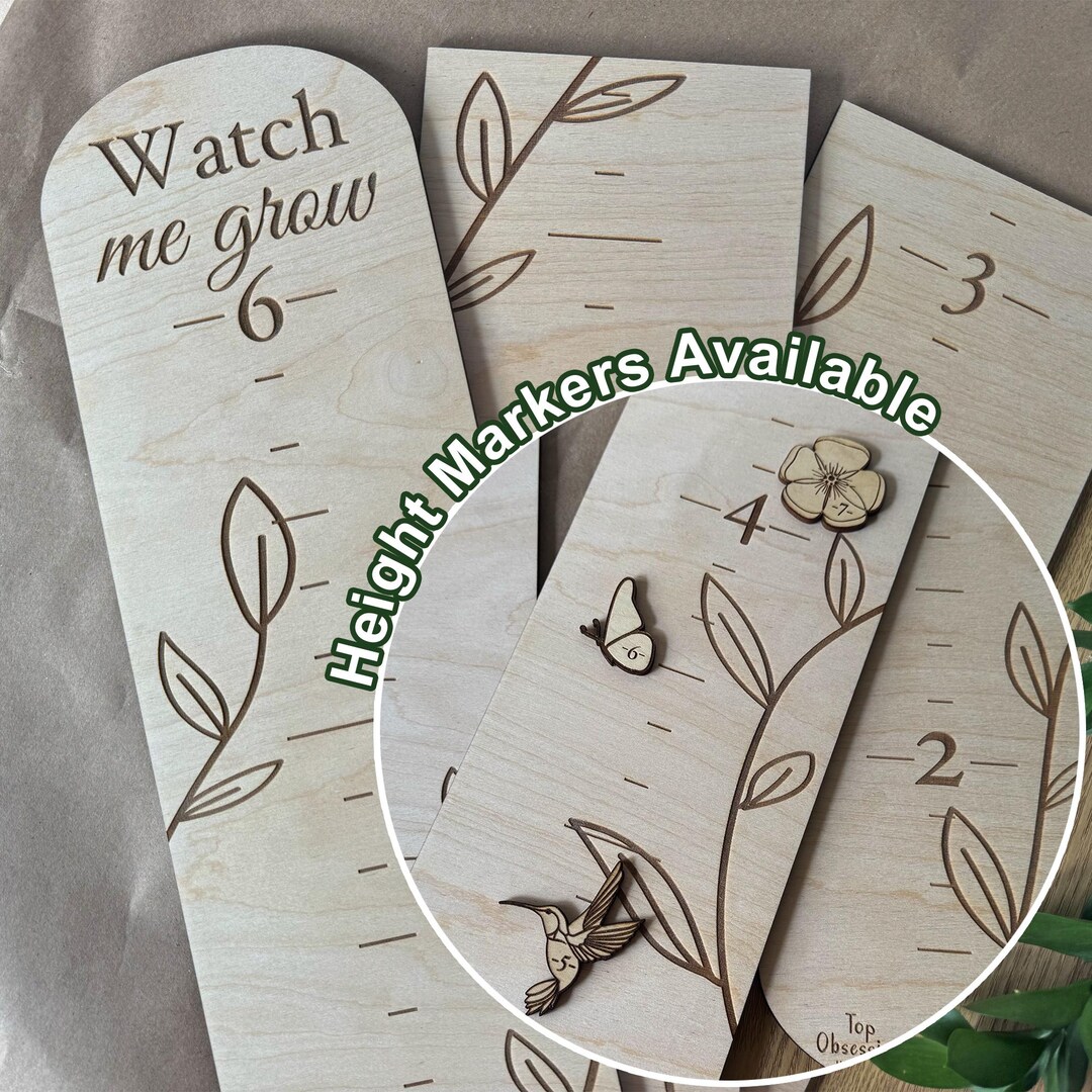 Personalized Wooden Growth Chart for Wall With Height Markers, Custom ...