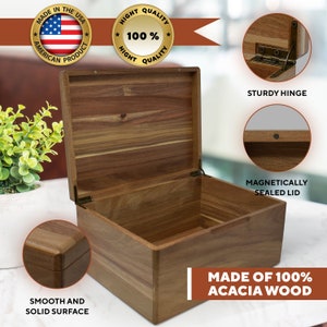 Acacia Box Engagement Gift for Friends, Wedding Keepsake Box Large ...
