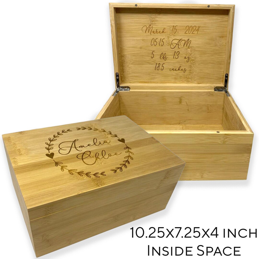 Personalized Baby Keepsake Box, New Baby Gift for Newborn, Engraved ...