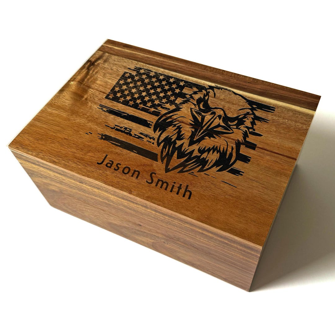 Patriotic American Flag Box, 4th of July Gifts, USA Flag Personalized ...