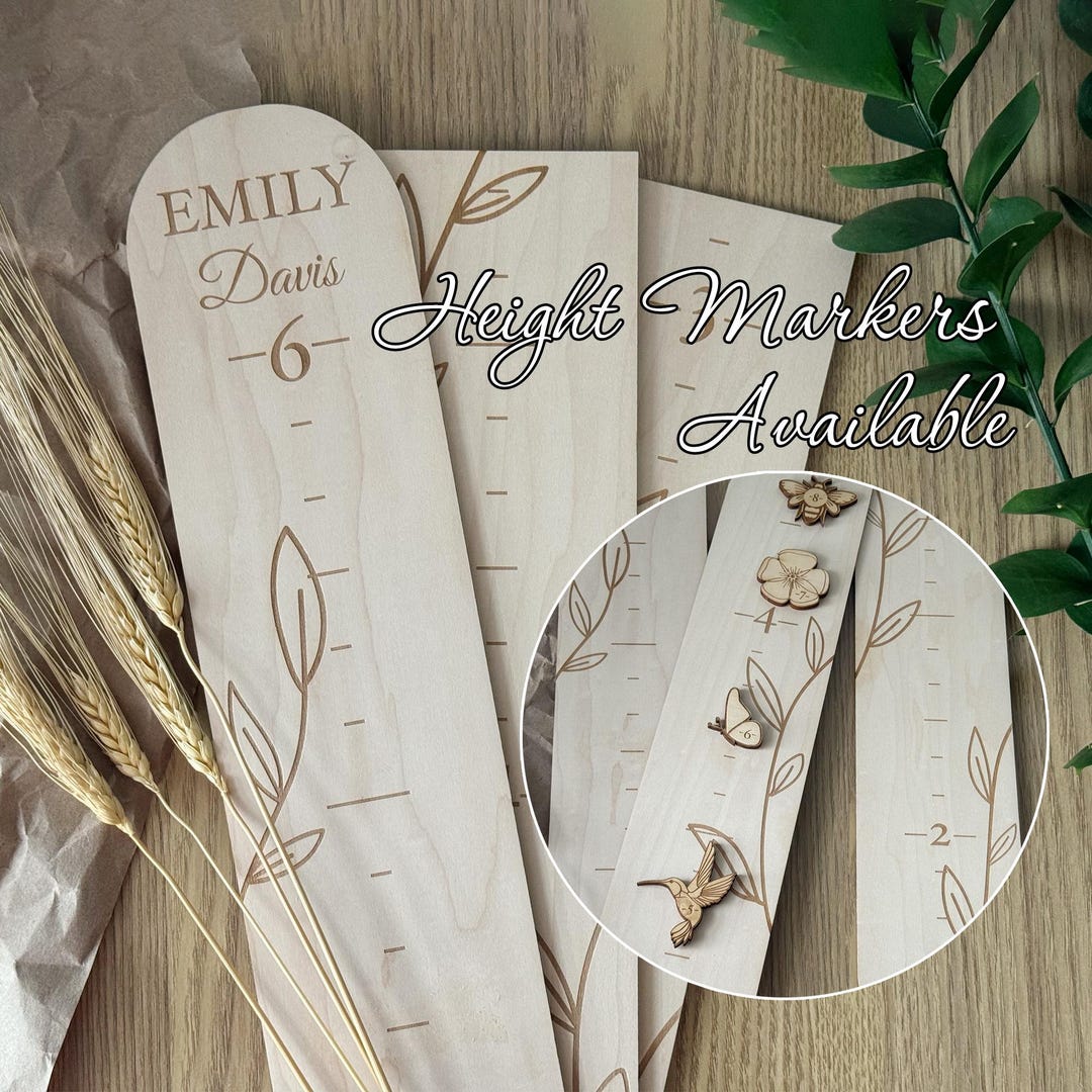 Personalized Wooden Growth Chart for Wall With Height Markers, Custom ...