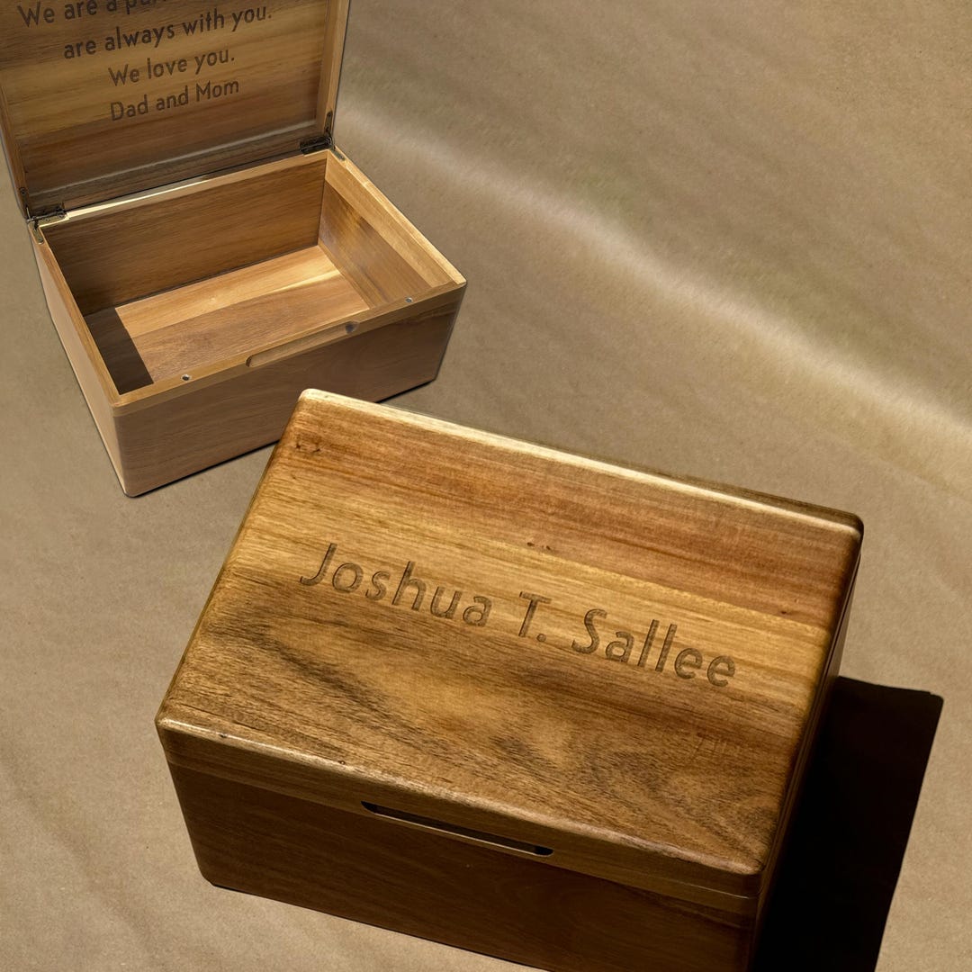 Custom Wooden Storage Box With Engraving, Large Memory Box With Hinged ...